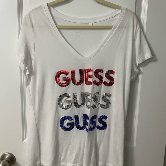 Guess | Tops | Guess Red White Blue Tshirt | Poshmark